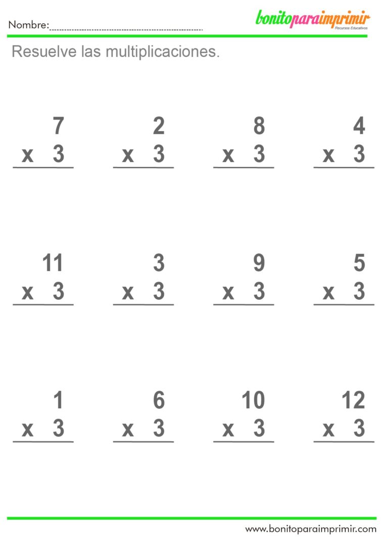 Tabla de multiplicar del 3 - BONITO PARA IMPRIMIR