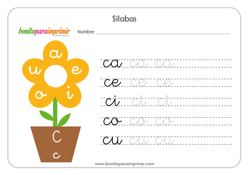 Sílabas con C - BONITO PARA IMPRIMIR