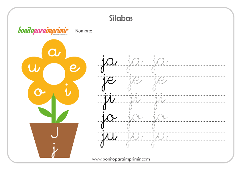 Sílabas con J - BONITO PARA IMPRIMIR