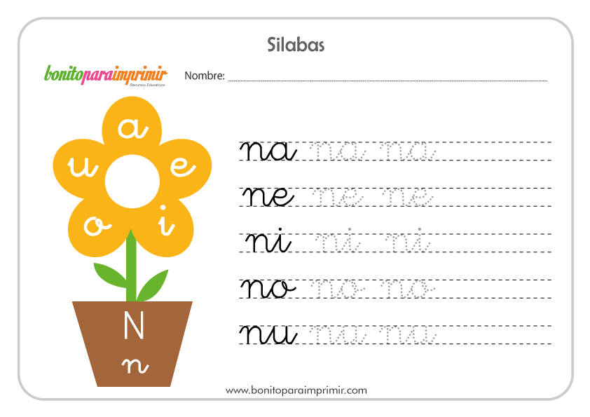 Sílabas con N - BONITO PARA IMPRIMIR