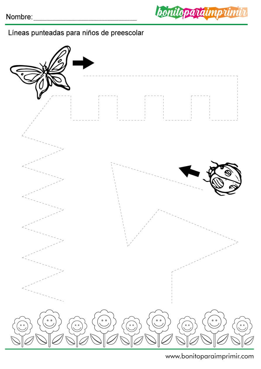 Líneas punteadas para niños de preescolar - BONITO PARA IMPRIMIR