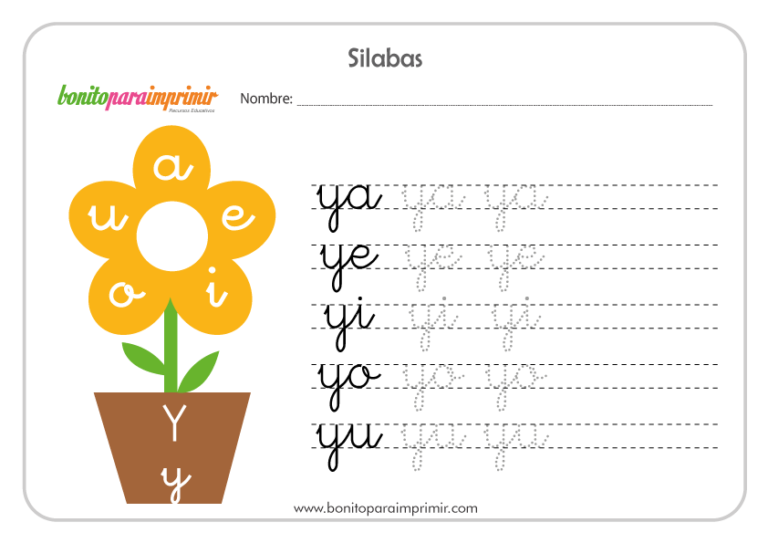 Sílabas con Y - BONITO PARA IMPRIMIR