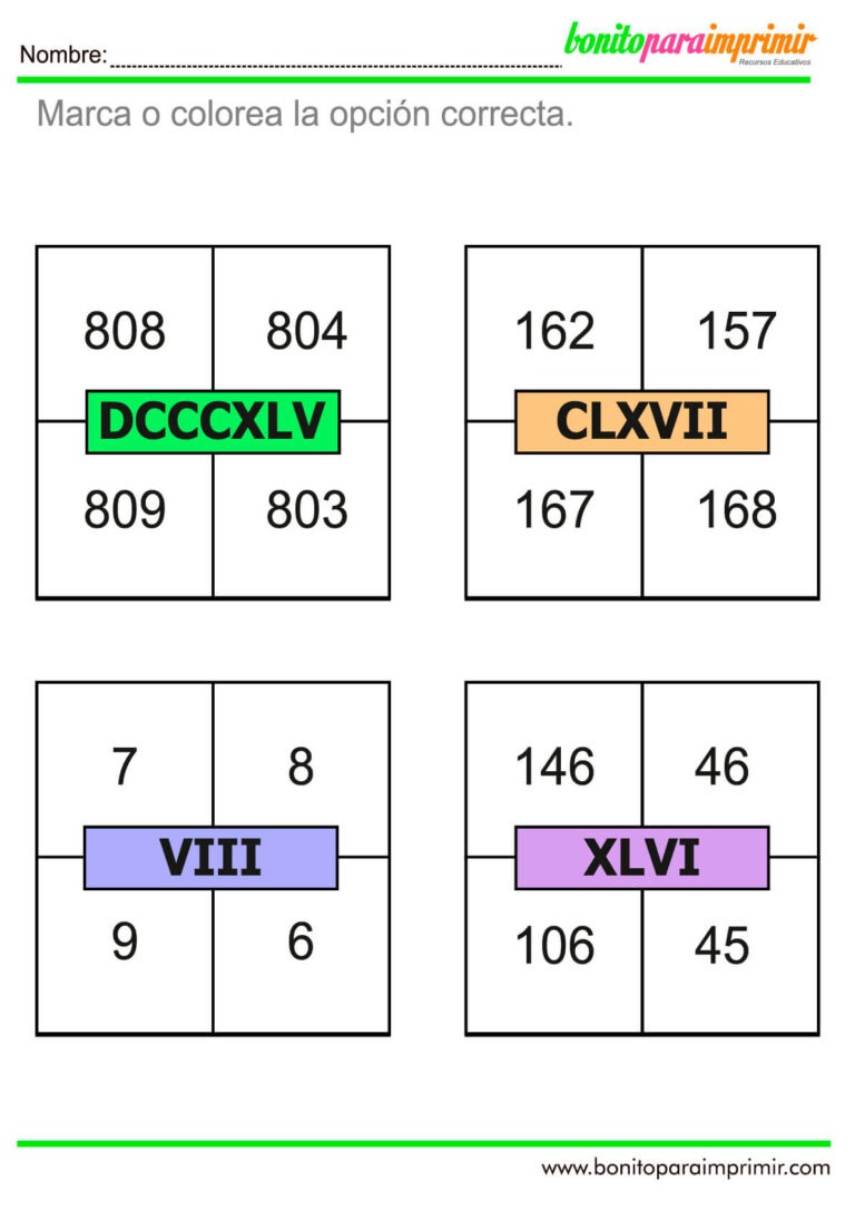 Números romanos - BONITO PARA IMPRIMIR
