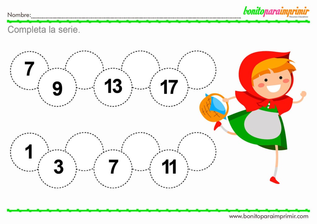 Series numéricas - BONITO PARA IMPRIMIR