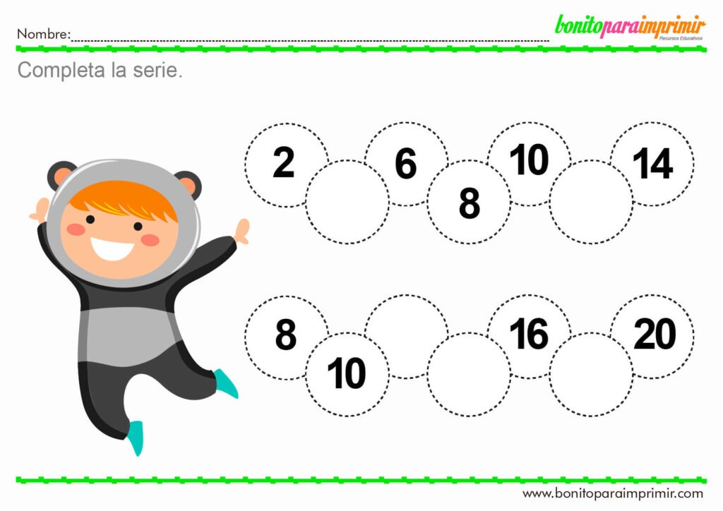 Series numéricas - BONITO PARA IMPRIMIR