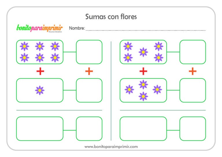 Sumas con dibujos de flores - BONITO PARA IMPRIMIR