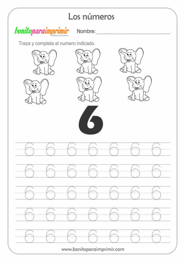 El número seis 6 - BONITO PARA IMPRIMIR