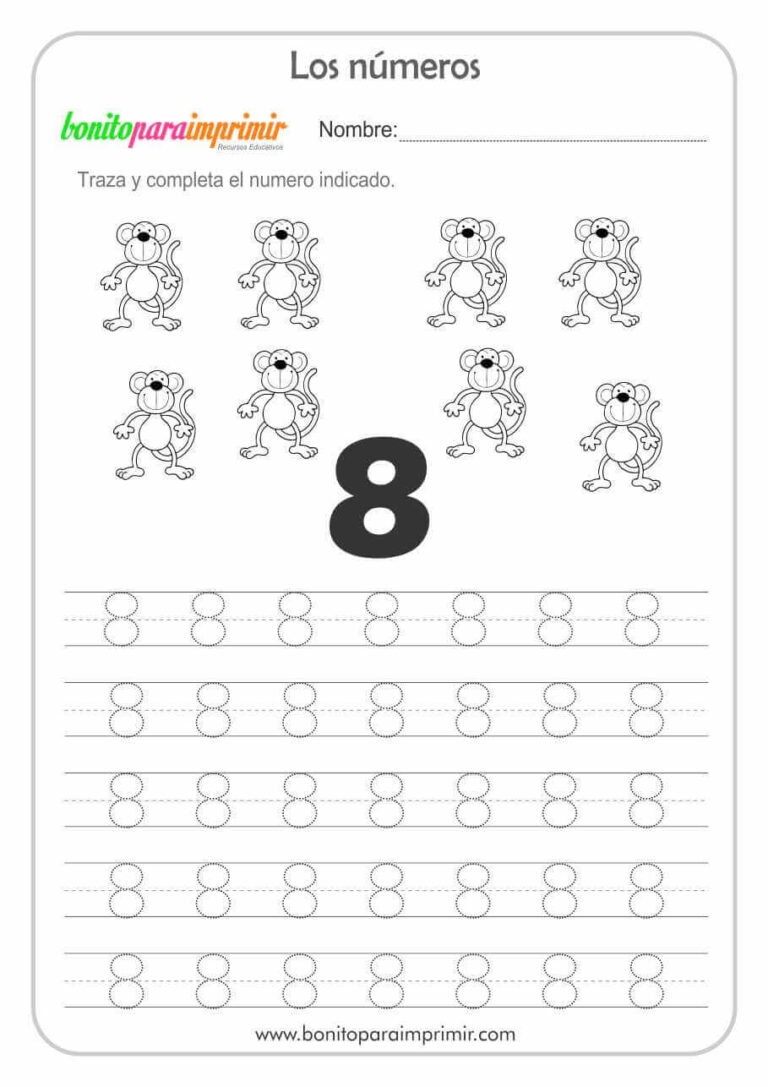 El número 8. Actividades de los números - BONITO PARA IMPRIMIR