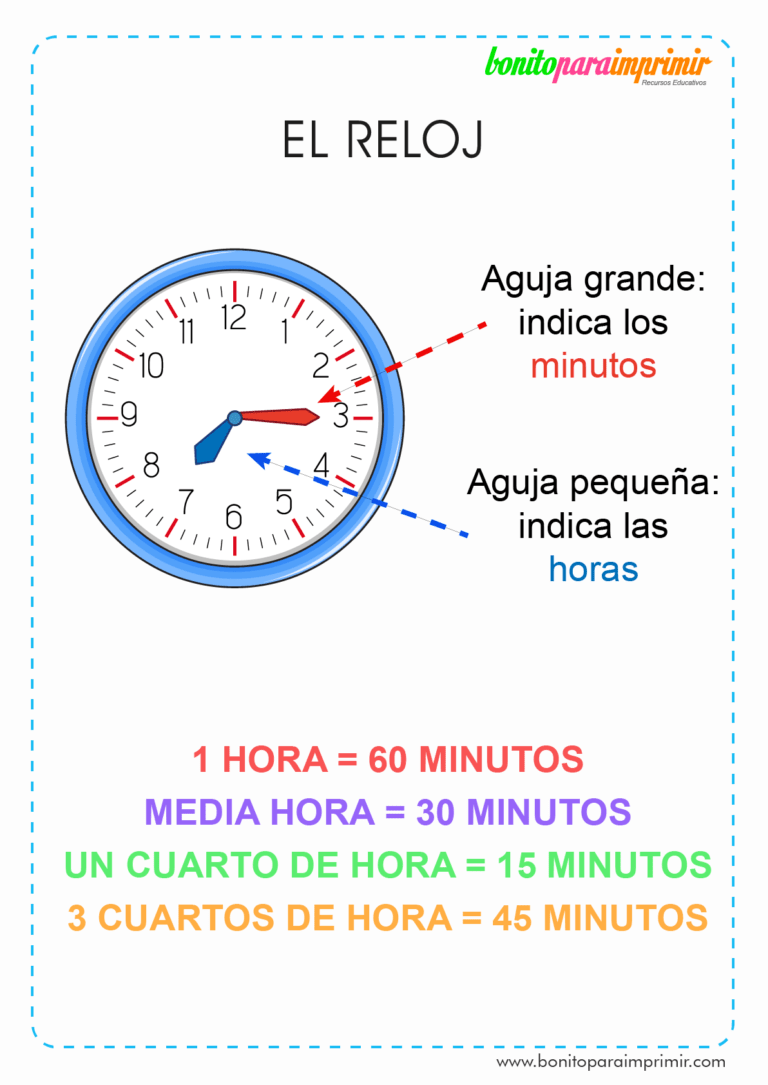 Aprender las horas - BONITO PARA IMPRIMIR