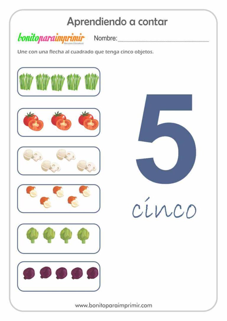 El número 5. Fichas educativas - BONITO PARA IMPRIMIR