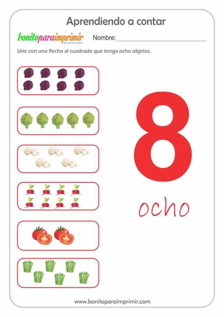 El número 8. Actividades de los números - BONITO PARA IMPRIMIR