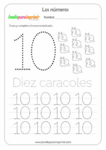 El número 10. Ficha educativa - BONITO PARA IMPRIMIR