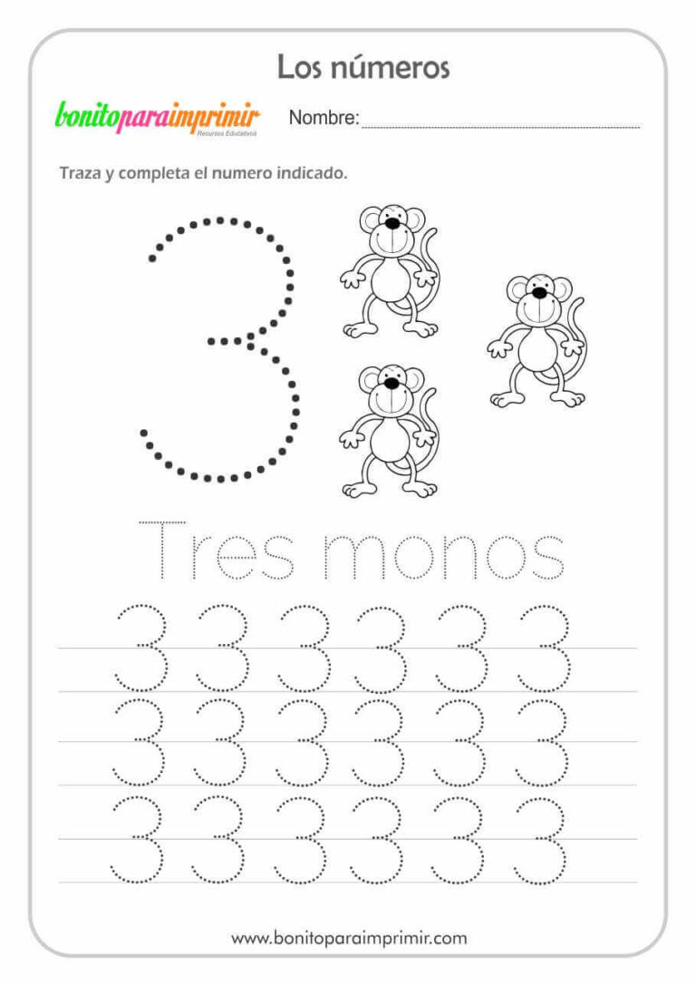 El número tres 3 - BONITO PARA IMPRIMIR