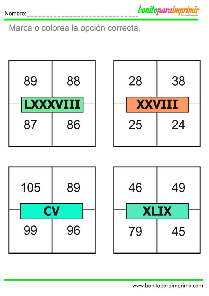 Números romanos - BONITO PARA IMPRIMIR