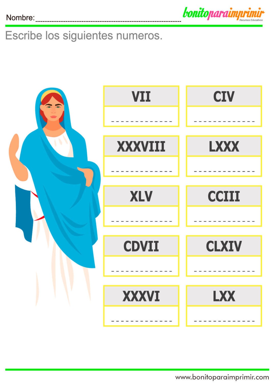Números romanos - BONITO PARA IMPRIMIR