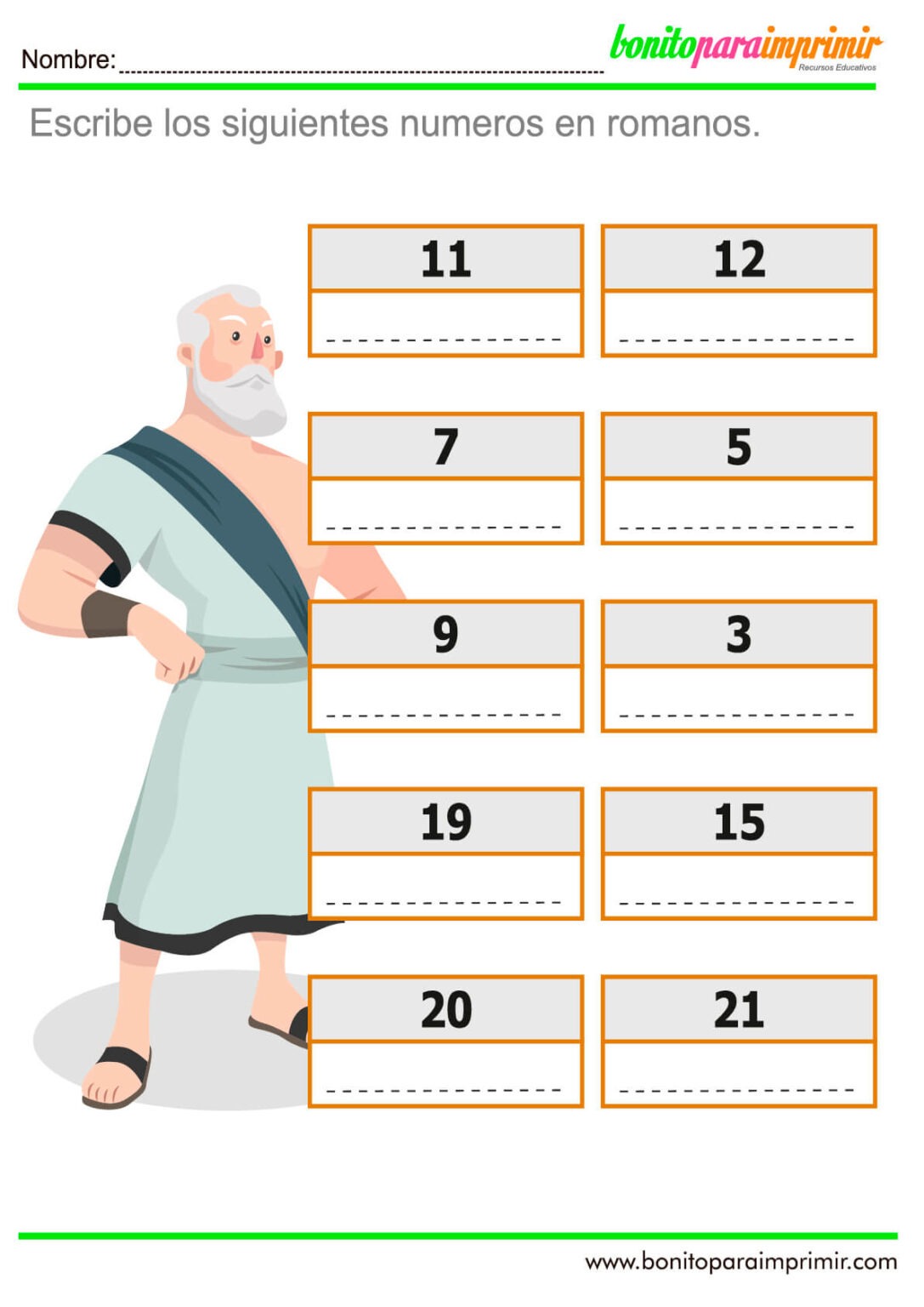 Números romanos - BONITO PARA IMPRIMIR