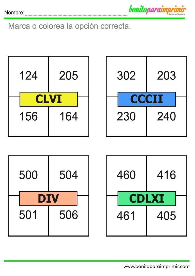 Números romanos - BONITO PARA IMPRIMIR
