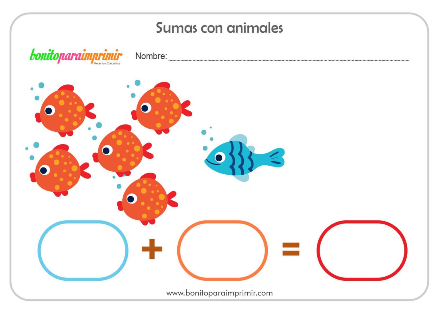 Fichas de sumas con animales - BONITO PARA IMPRIMIR