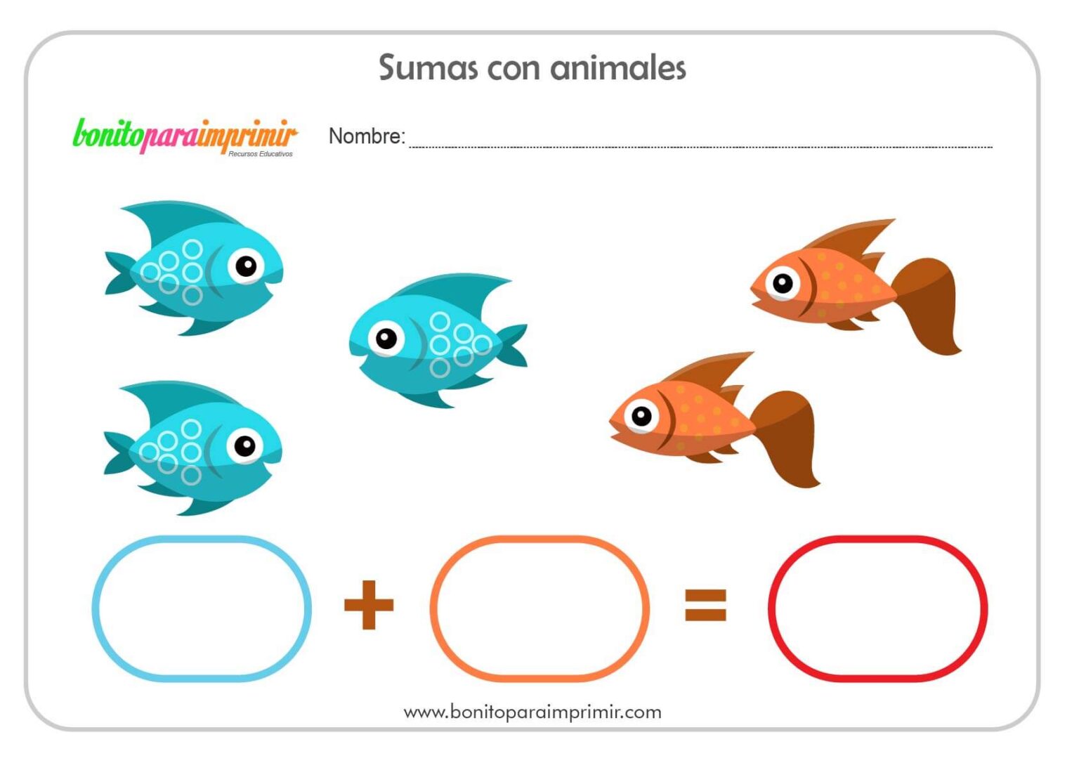 Fichas de sumas con animales - BONITO PARA IMPRIMIR