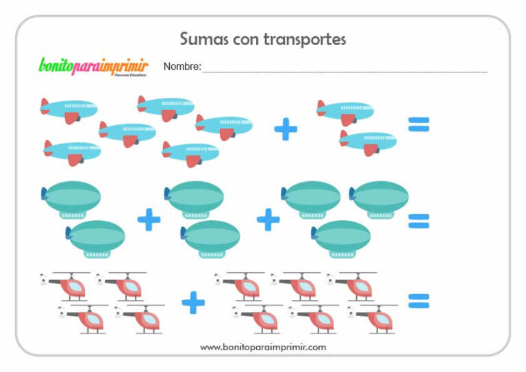 Ejercicios de sumas para niños - BONITO PARA IMPRIMIR