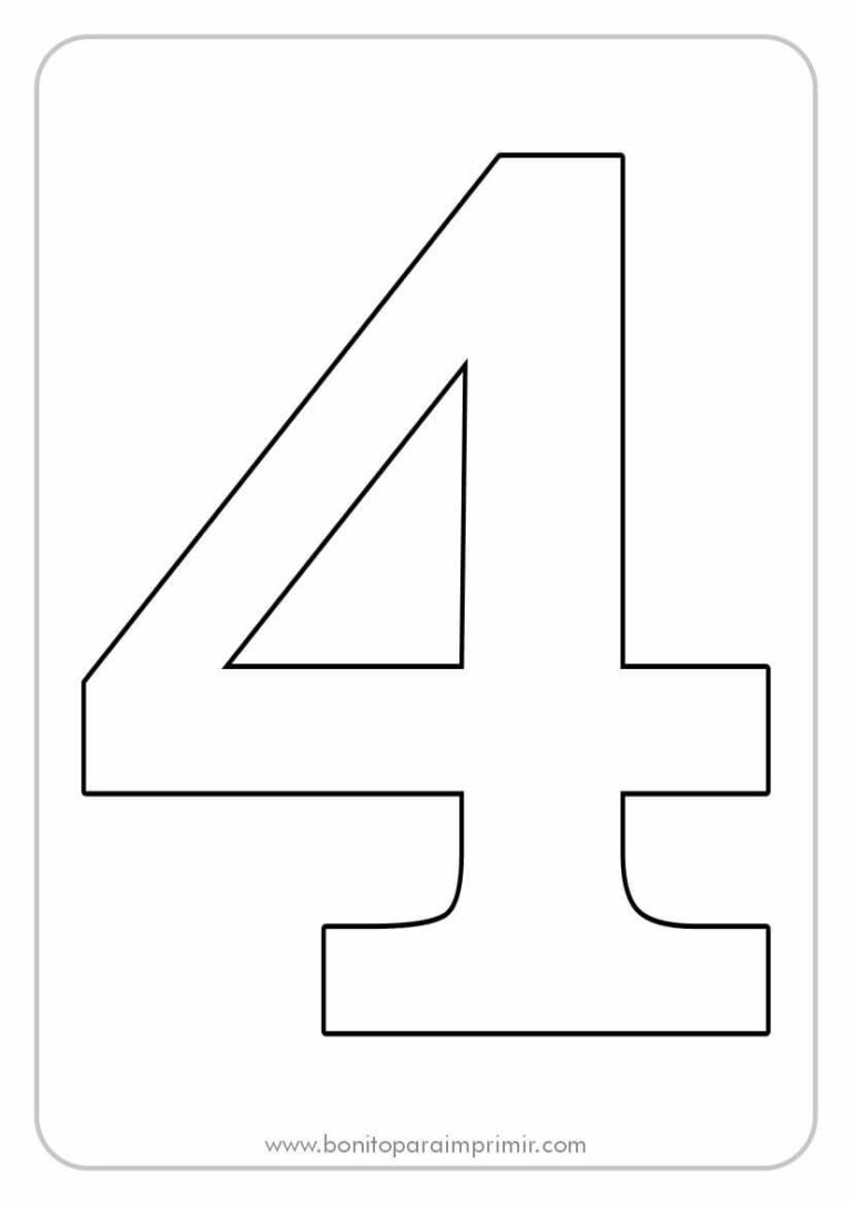 Numero 4 para imprimir 🥇 【Para niños de inicial PDF】📒