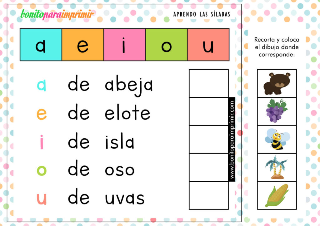 Aprender las silabas🥇 【Actividades para niños PDF】📒