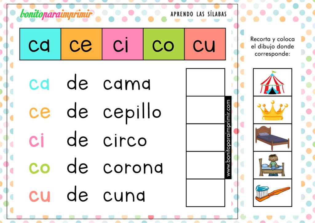 Aprender las silabas🥇 【Actividades para niños PDF】📒