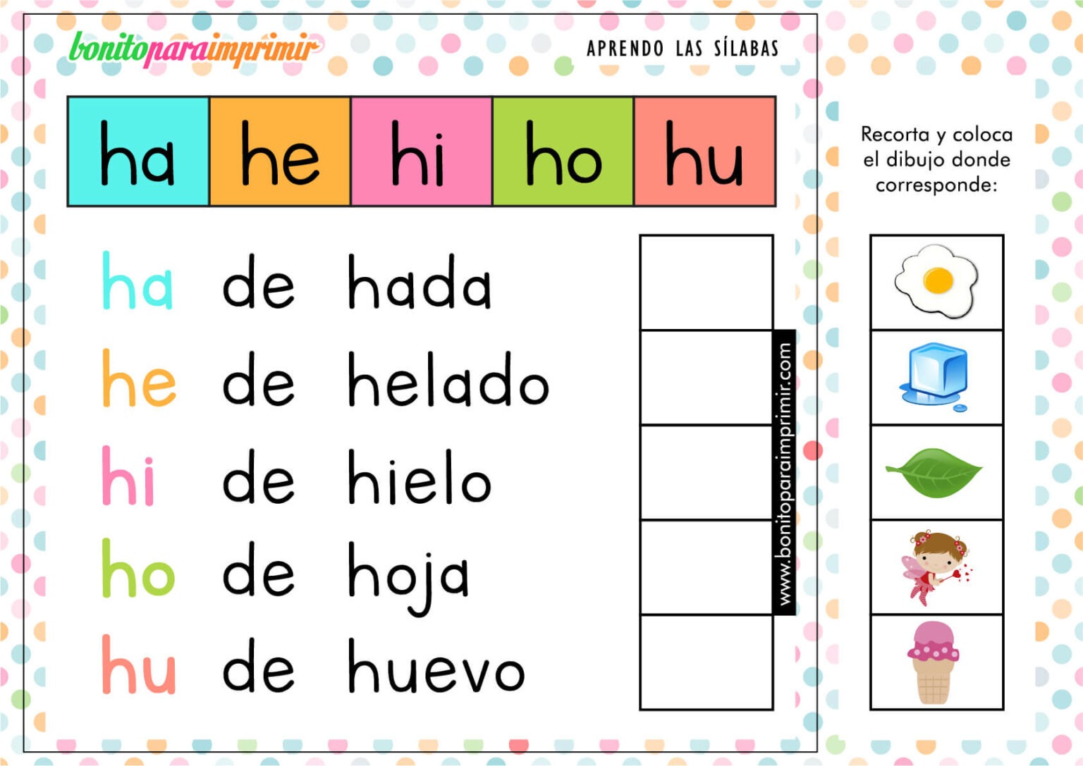 Aprender las silabas🥇 【Actividades para niños PDF】📒