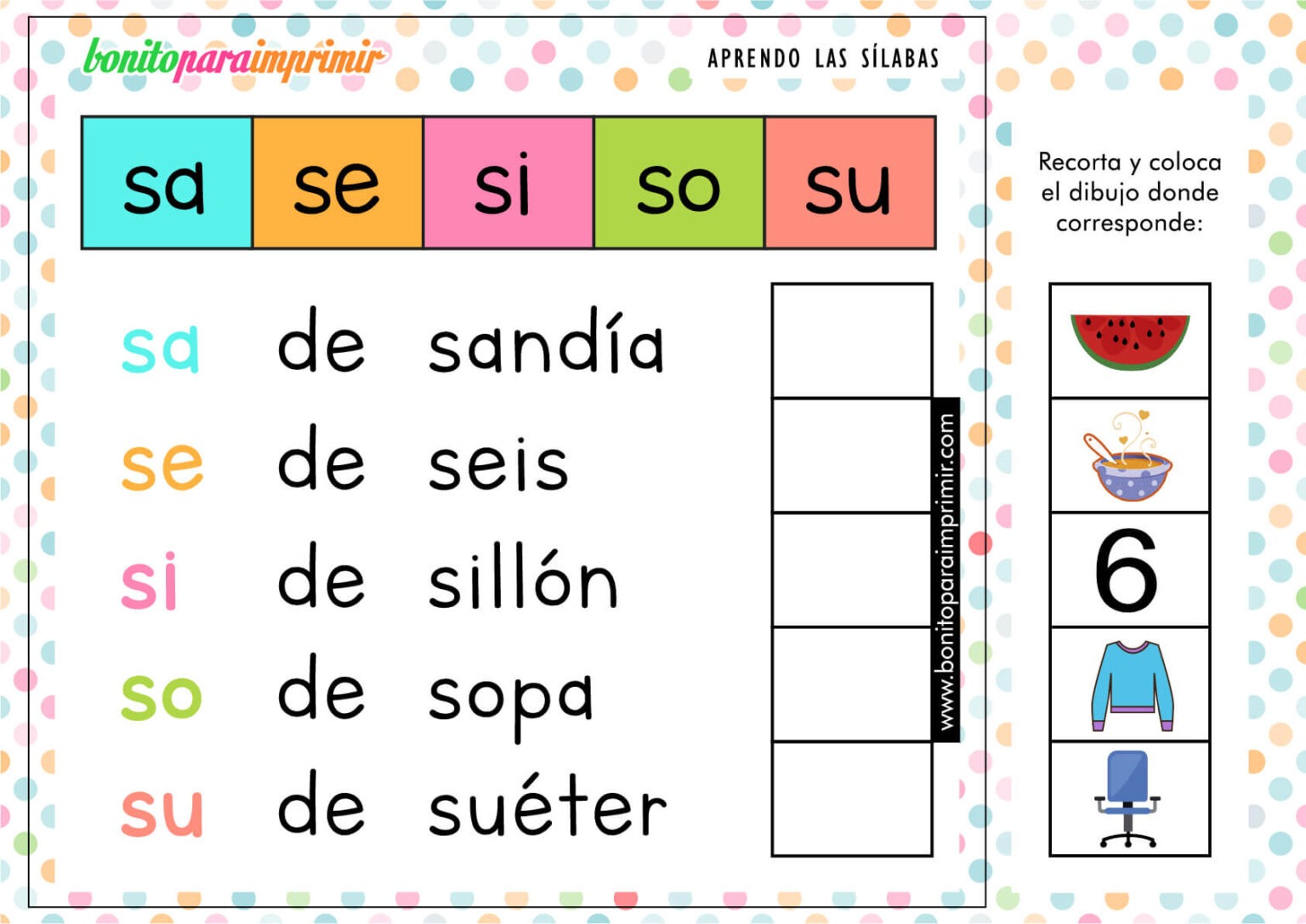 Aprender las silabas🥇 【Actividades para niños PDF】📒