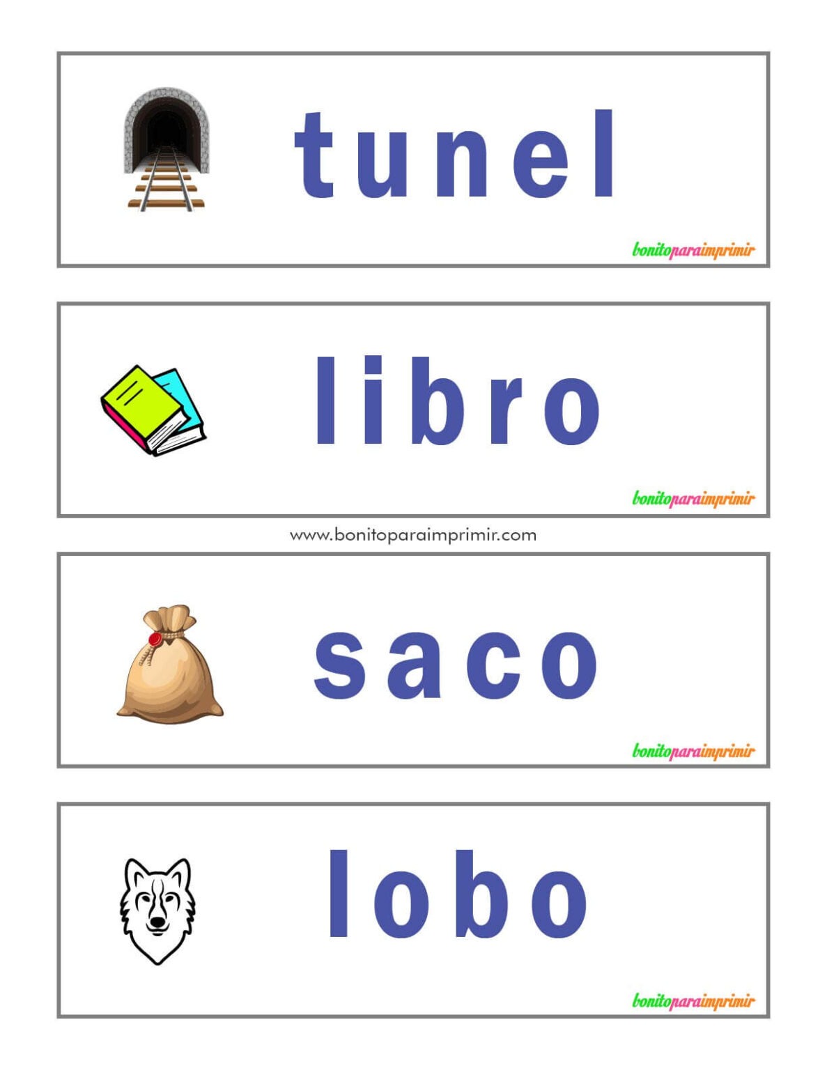 Tarjetas de palabras para niños (mis primeras palabras) - BONITO PARA ...