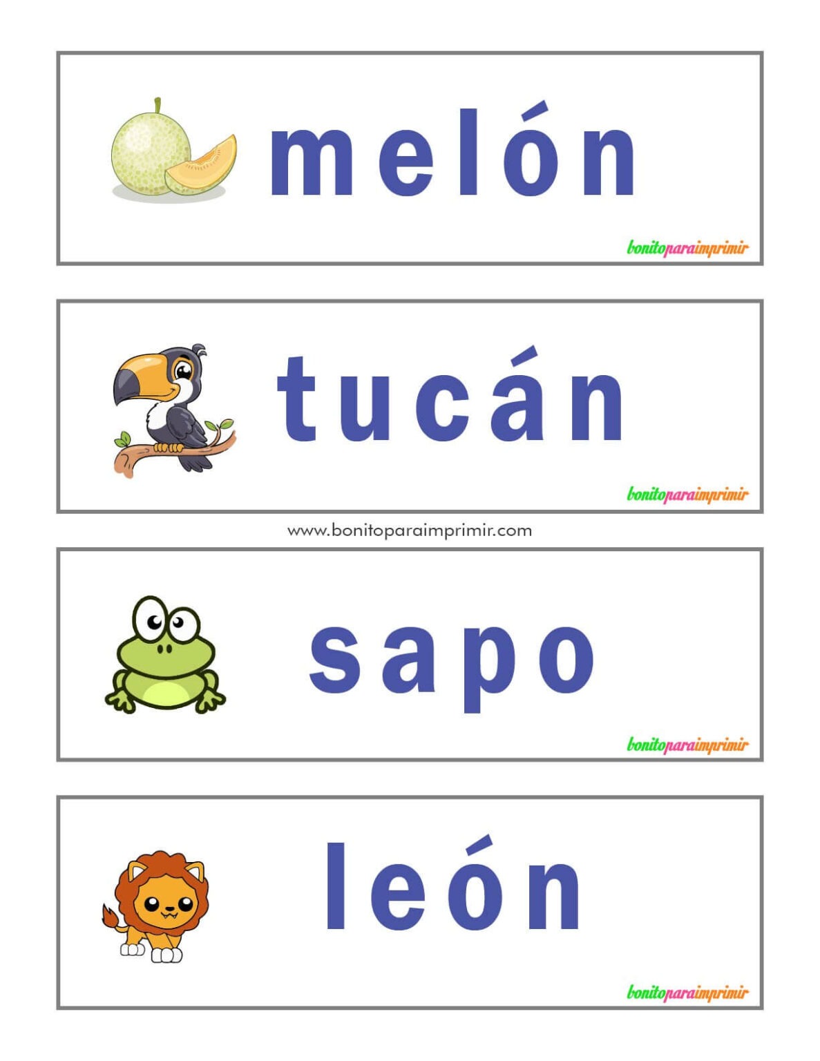 Tarjetas de palabras para niños (mis primeras palabras) - BONITO PARA ...