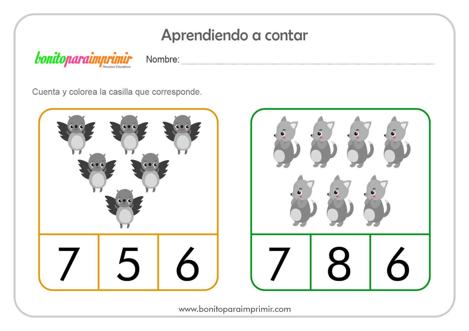 Aprender a Contar con Animales - BONITO PARA IMPRIMIR