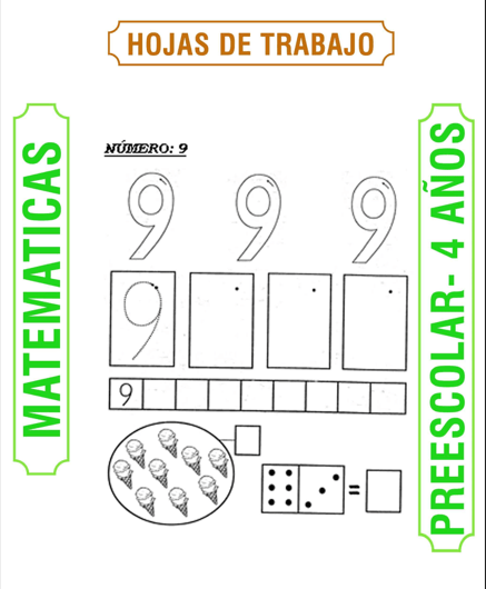 Actividades con EL NUMERO 9 para cuatro años - BONITO PARA IMPRIMIR