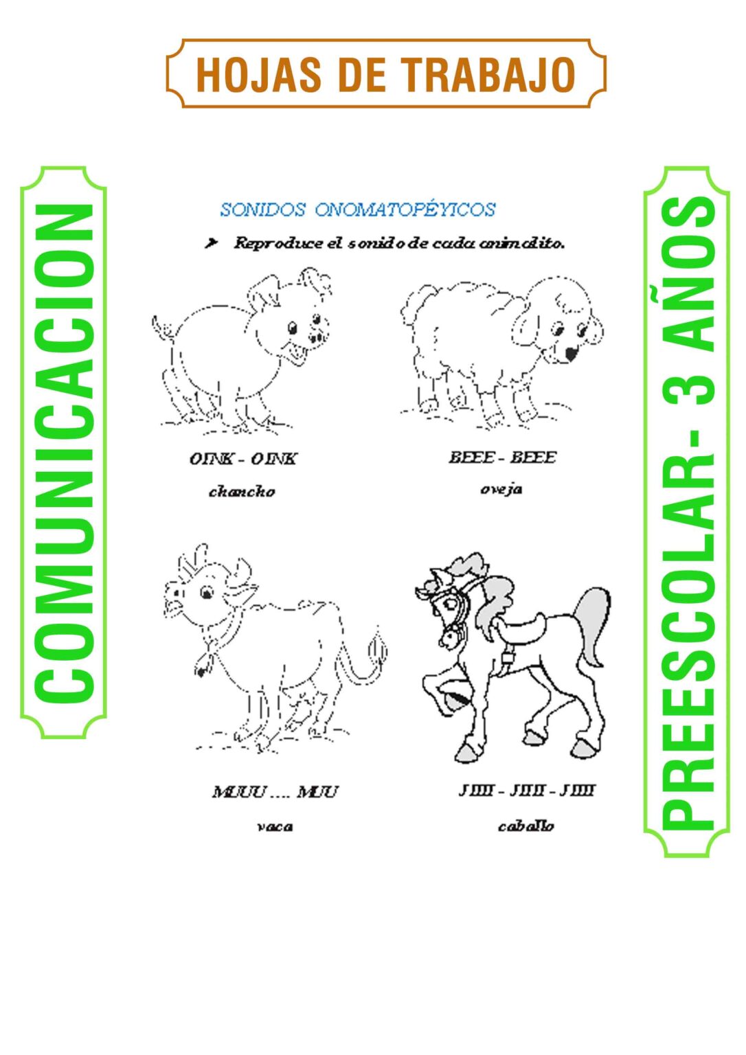 SONIDOS ONOMATOPEYICOS para tres años - BONITO PARA IMPRIMIR