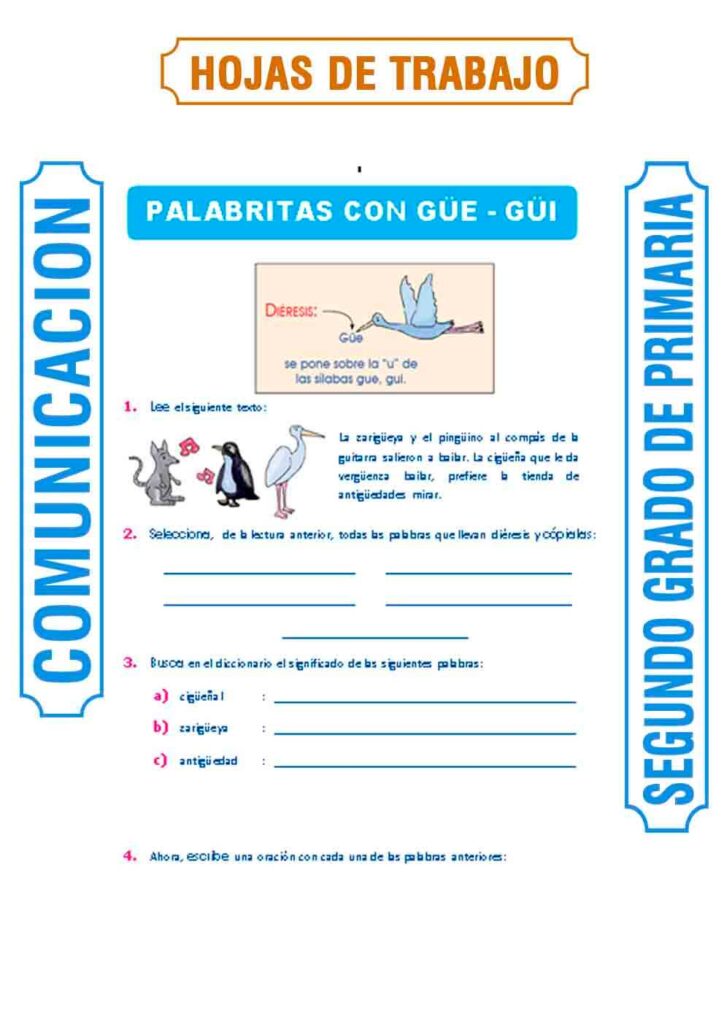 Uso de la Güe Güi para Segundo Grado de Primaria - BONITO PARA IMPRIMIR