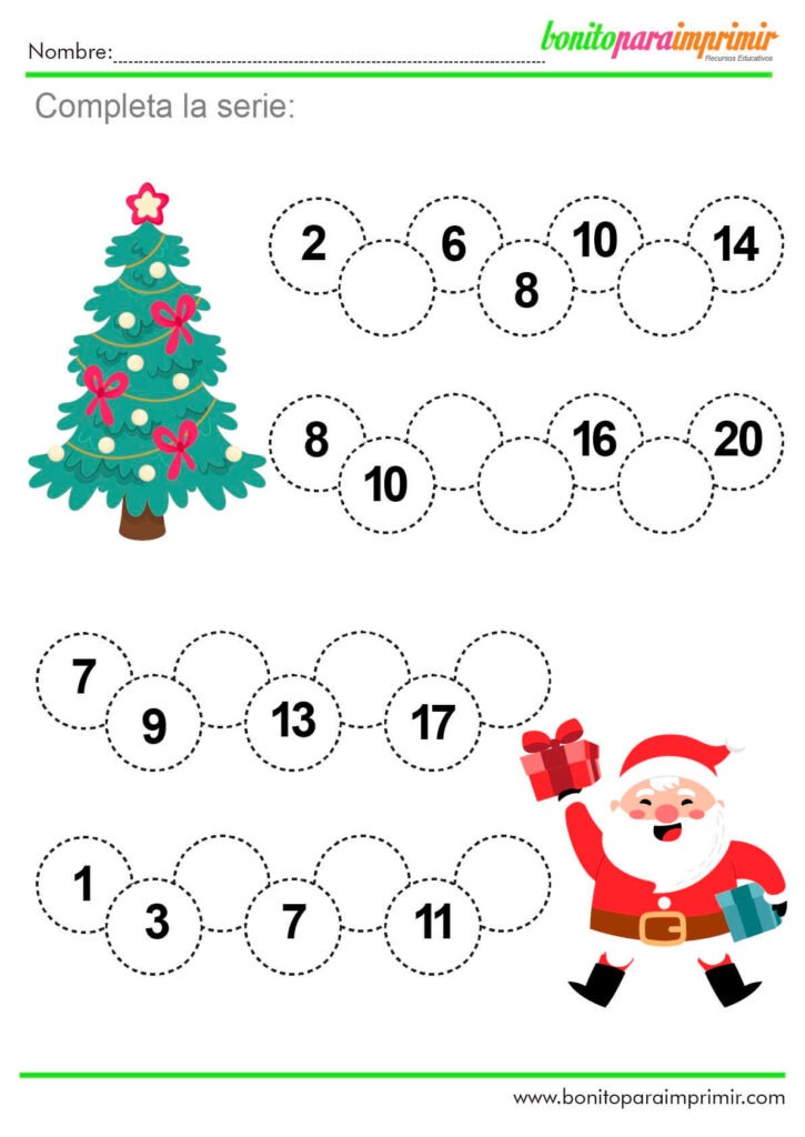 Series Numéricas de Navidad - BONITO PARA IMPRIMIR