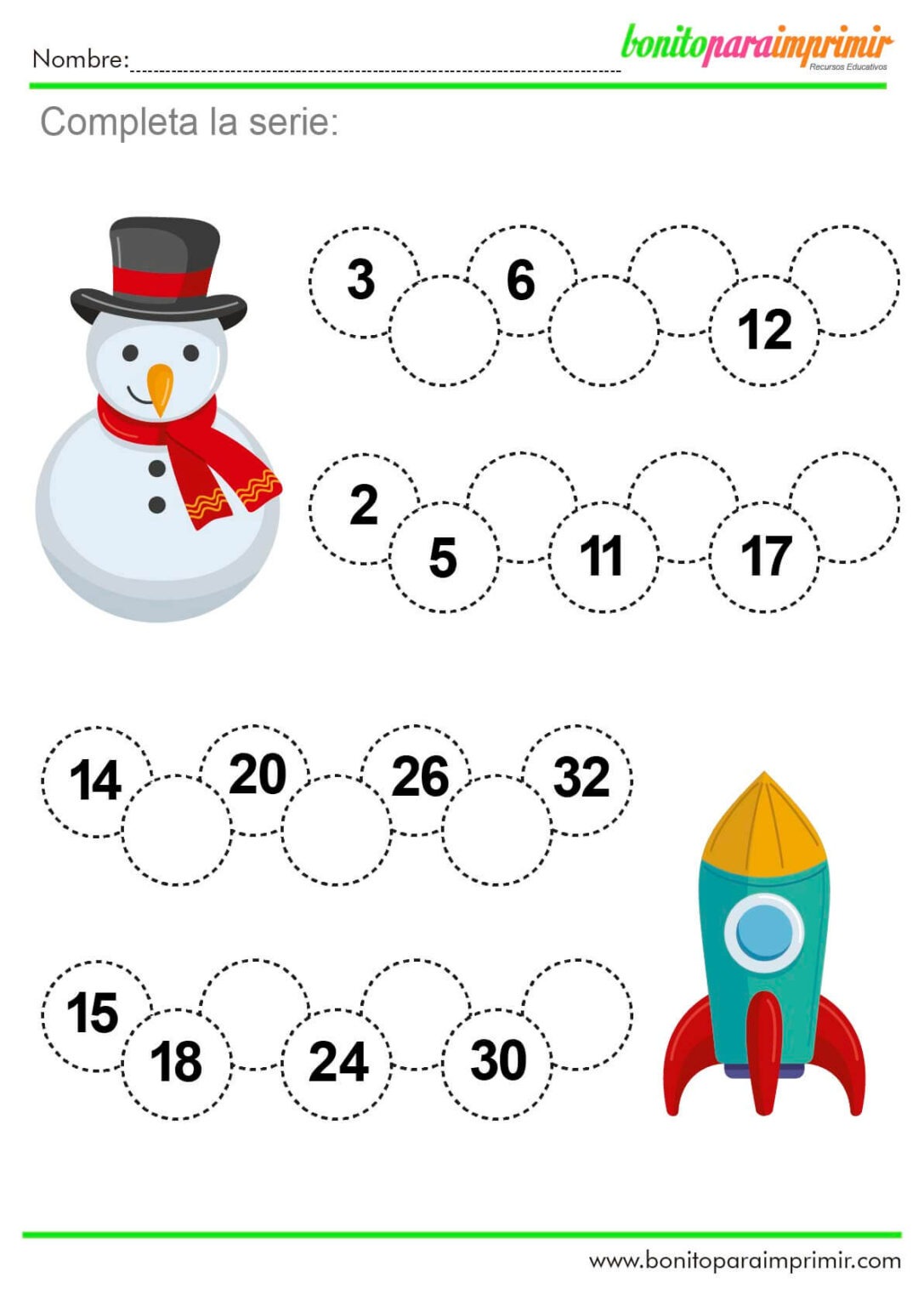 Series Numéricas de Navidad - BONITO PARA IMPRIMIR
