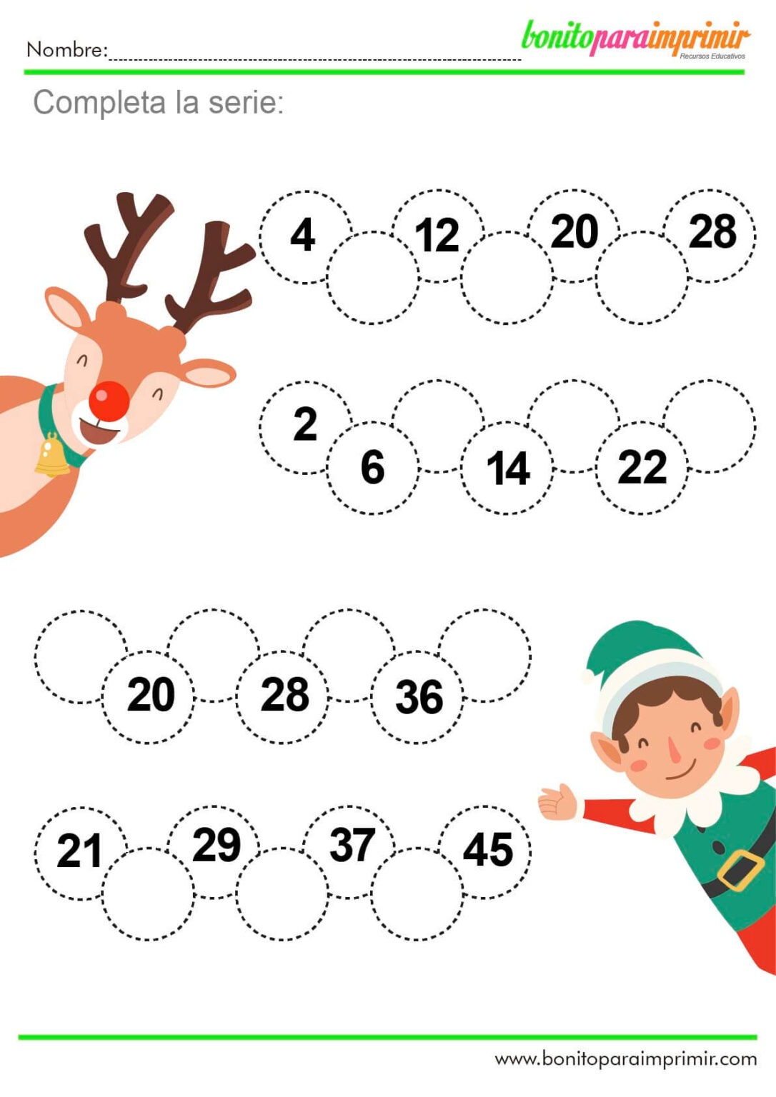 Series Numéricas de Navidad - BONITO PARA IMPRIMIR